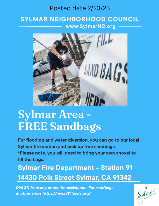 Free Sand Bags at our Sylmar Fire Station #91